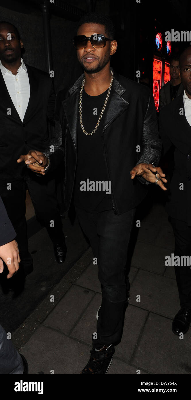 Usher leaving his birthday party at La Boccia London, England - 14.10. ...
