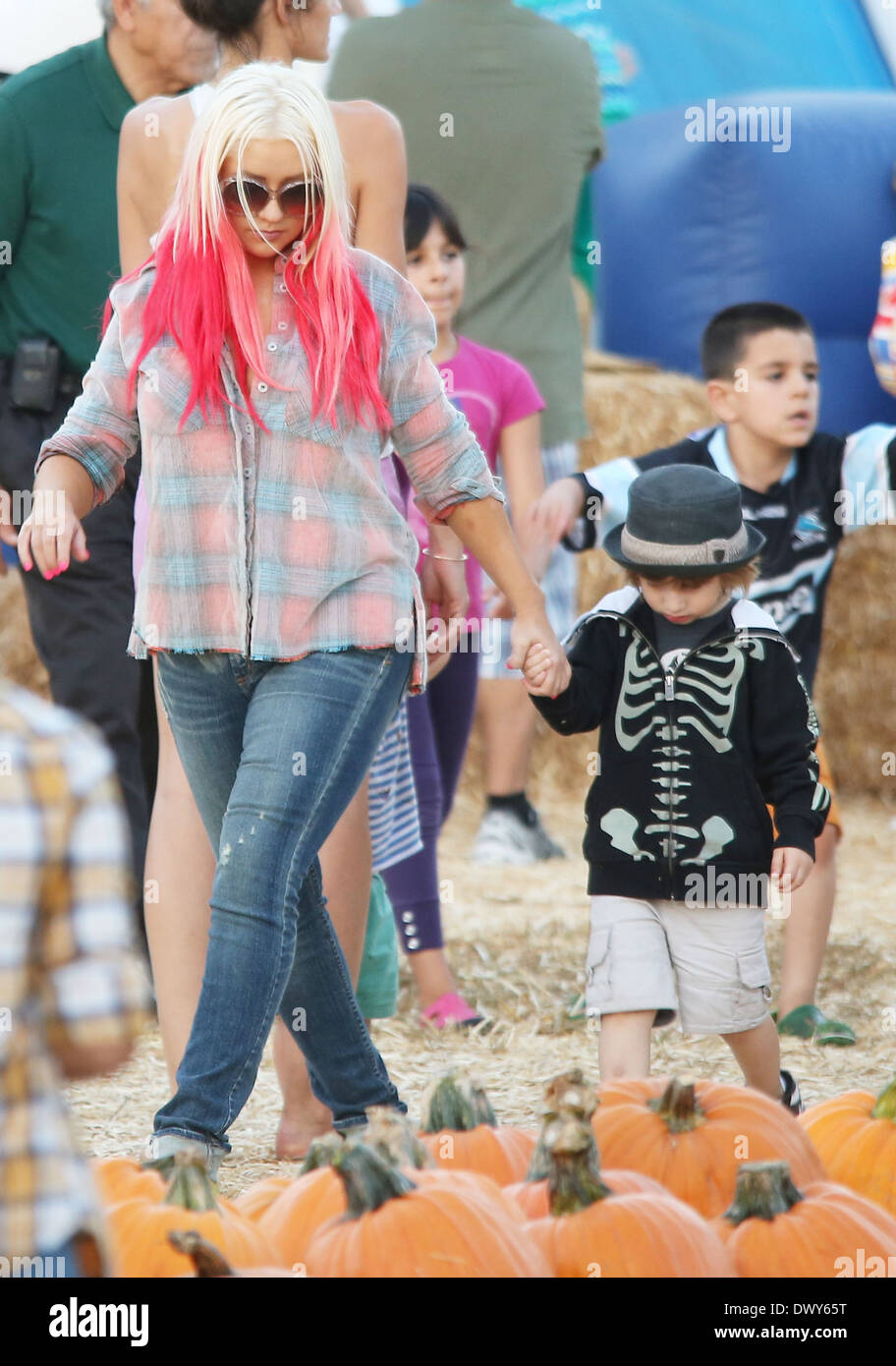 Max Bratman and Christina Aguilera Christina Aguilera enjoys a day at Mr. Bones Pumpkin Patch ...