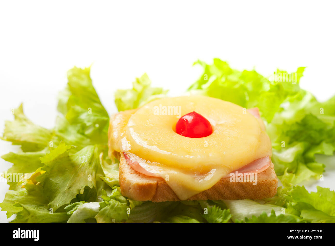 toast hawaii with a cherry Stock Photo - Alamy
