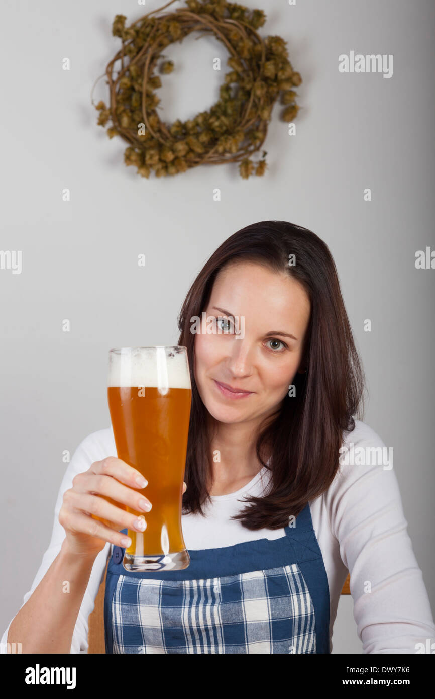 woman with beer Stock Photo - Alamy
