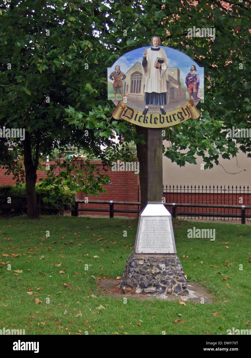 dickleburgh village sign Stock Photo - Alamy