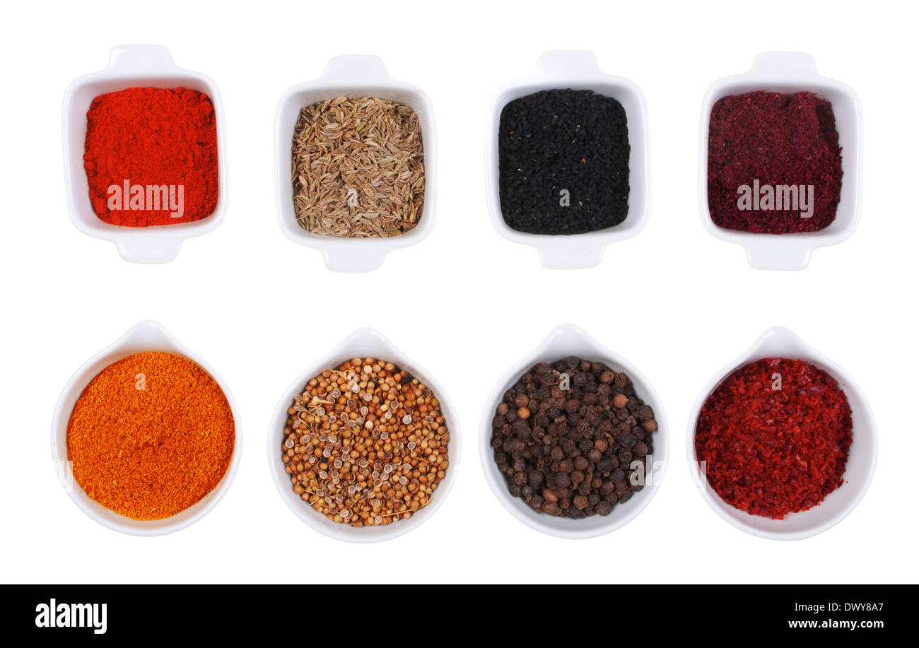 chill, cumin, paprica, black sesame, black pepper, indian saffron ...