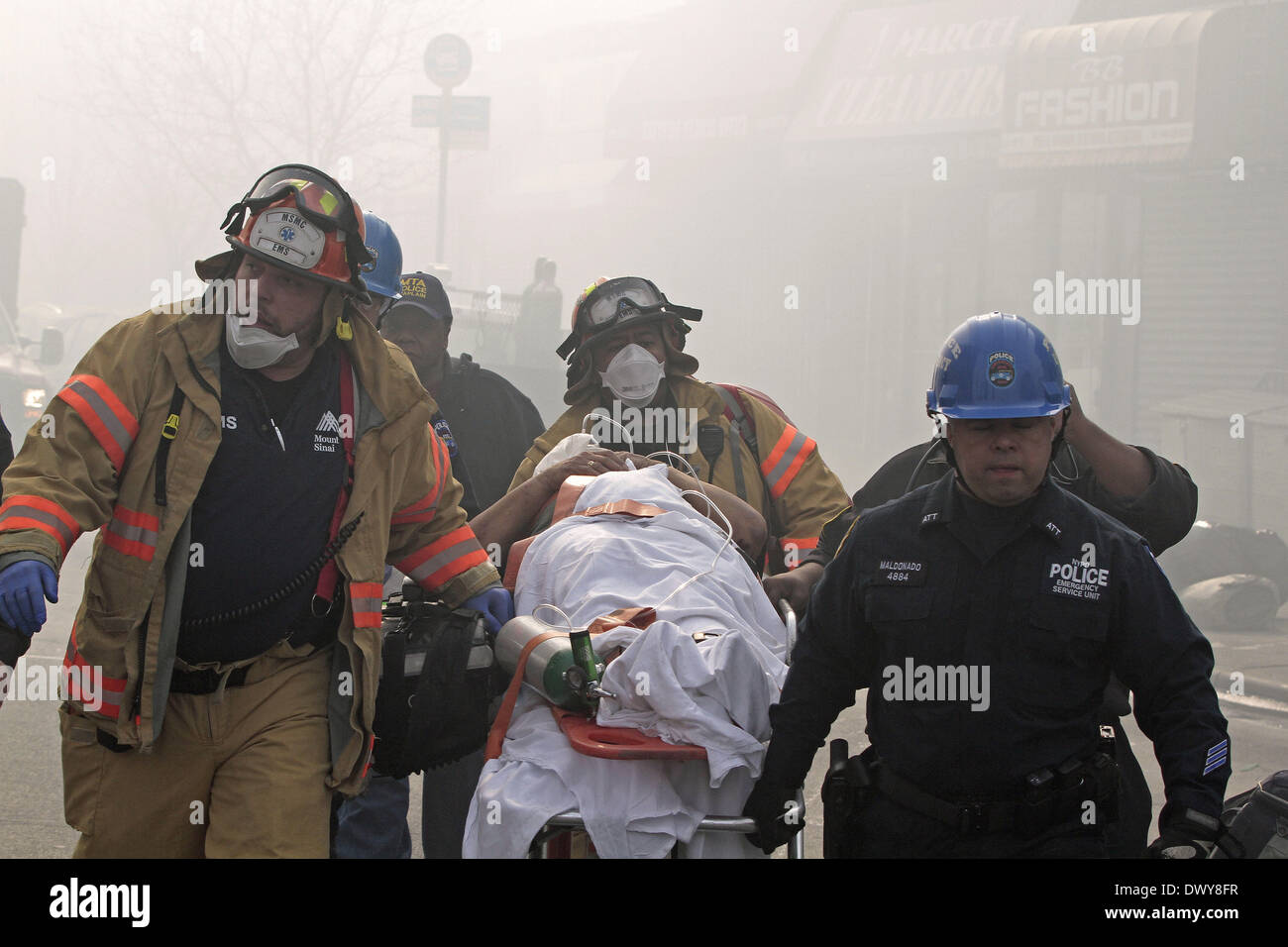 Manhattan, New York, USA. 12th Mar, 2014. Scene of a suspected gas leak ...
