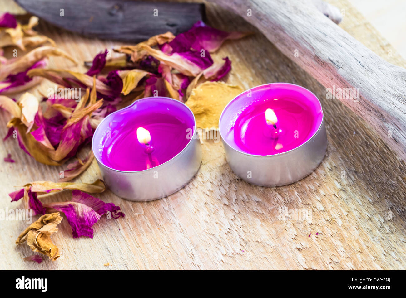 Elements spa relaxation on the wooden table Stock Photo - Alamy