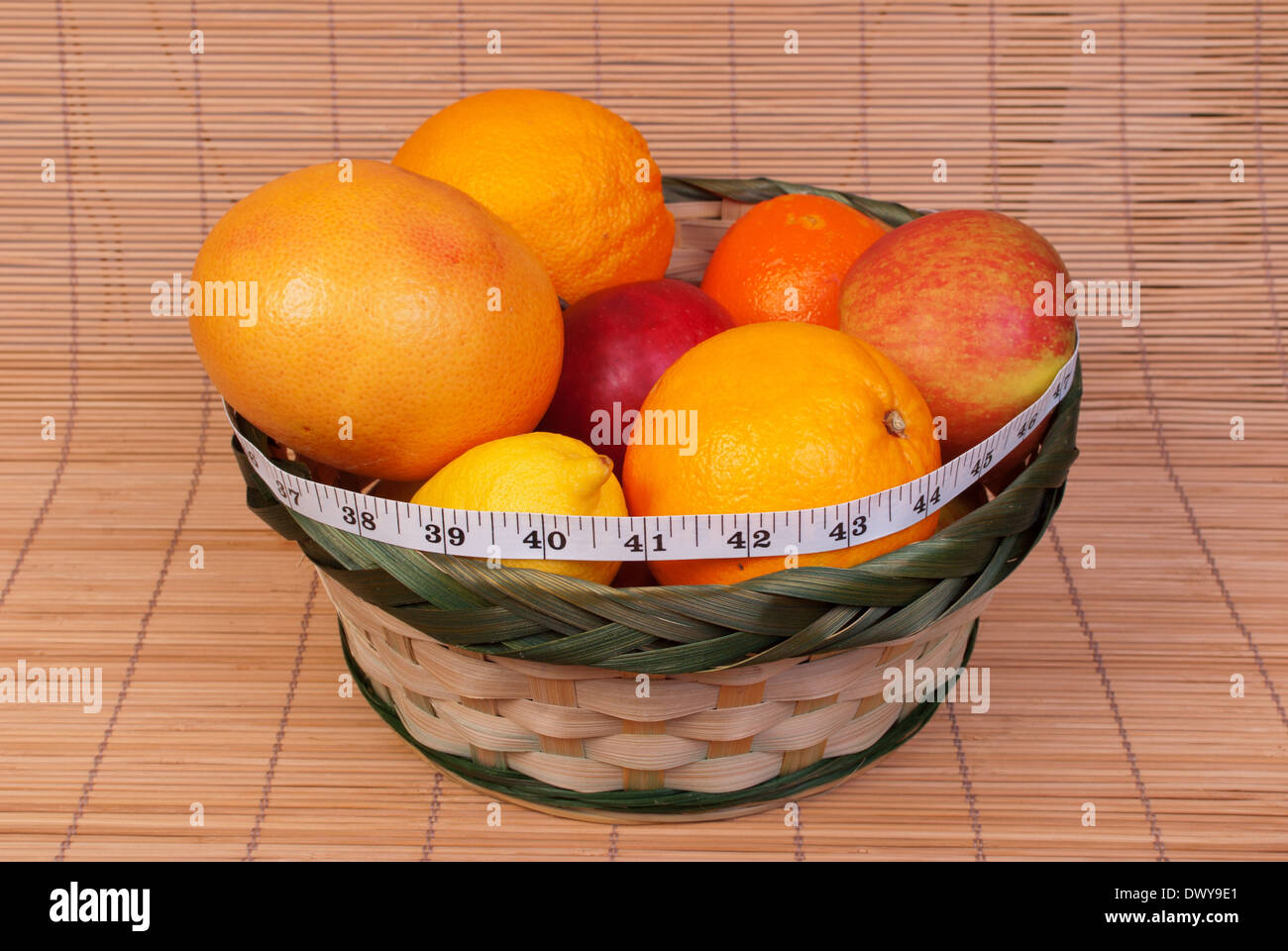 fruits in basket and meter Stock Photo - Alamy