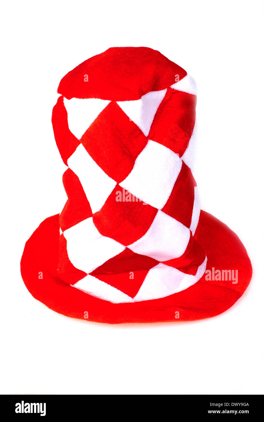big red hat with rhombus on white background Stock Photo - Alamy