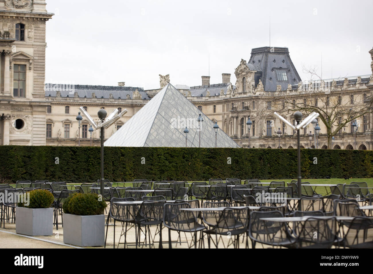 The Louvre Pyramid on an overcast day in Paris France Stock Photo - Alamy