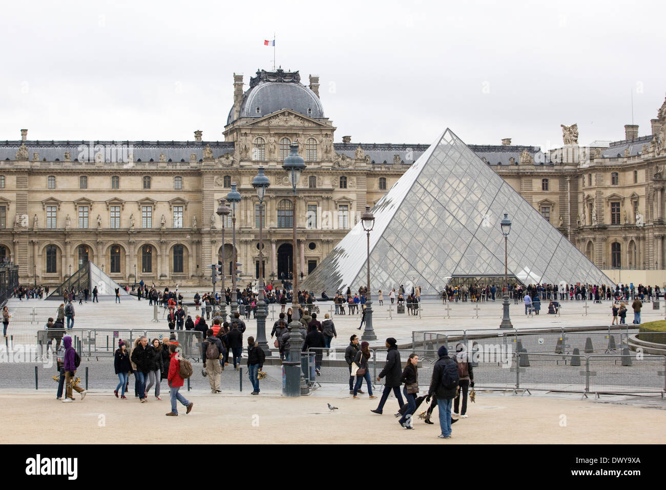 The Louvre Pyramid on an overcast day in Paris France Stock Photo - Alamy