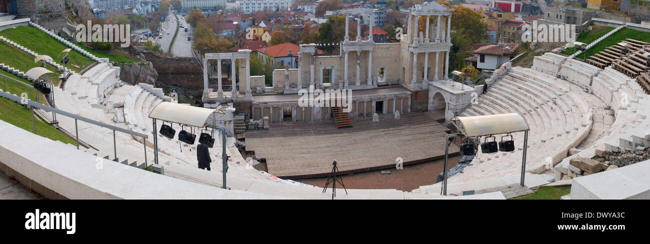 steps and stage of roman amphitheater in Plovdiv, Bulgaria Stock Photo ...