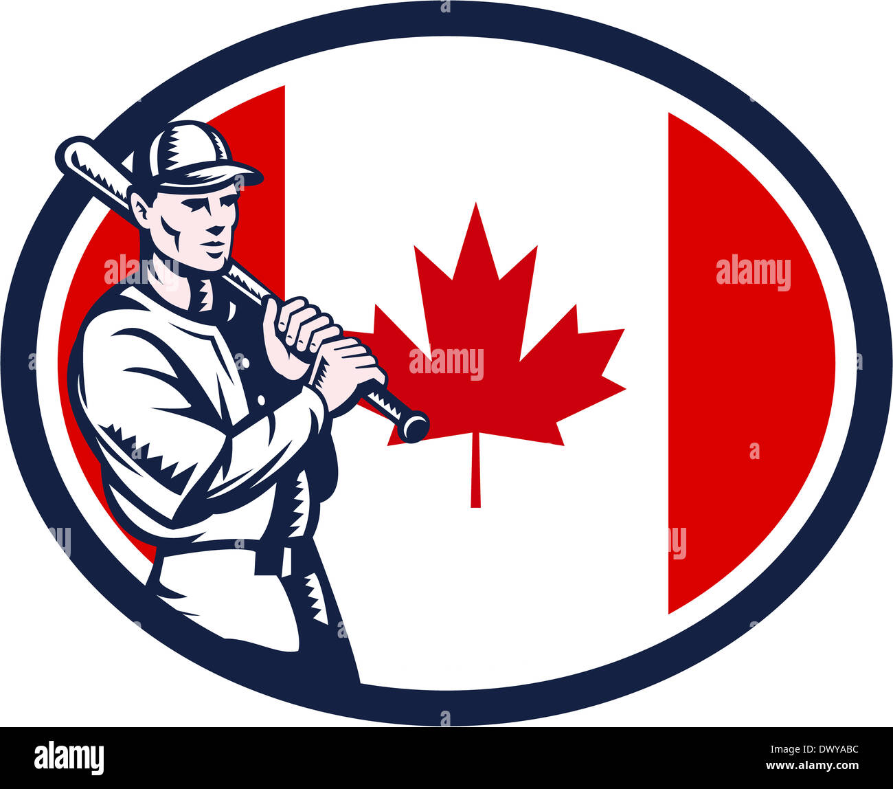 Illustration of a Canadian baseball player batter hitter holding bat on ...