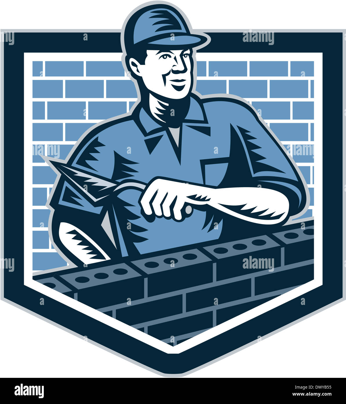 Illustration of a brick layer tiler plasterer mason masonry ...