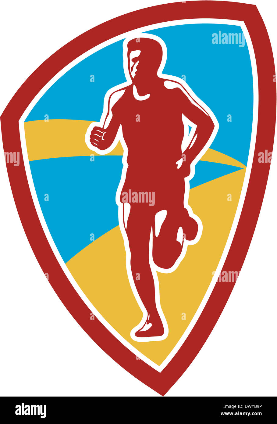 Illustration of marathon triathlete runner running facing front view ...