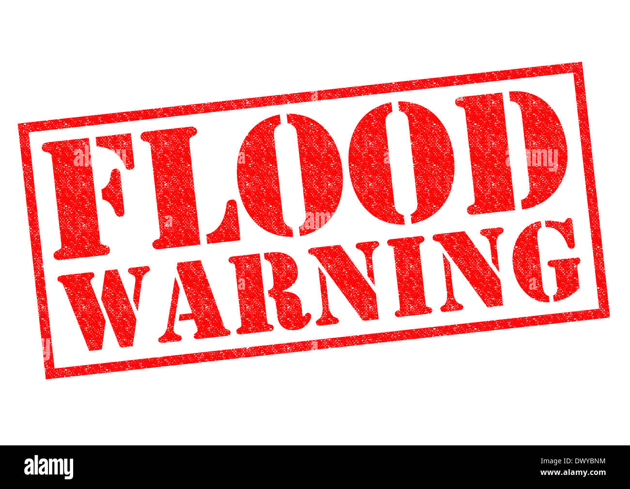 FLOOD WARNING red Rubber Stamp over a white background Stock Photo - Alamy