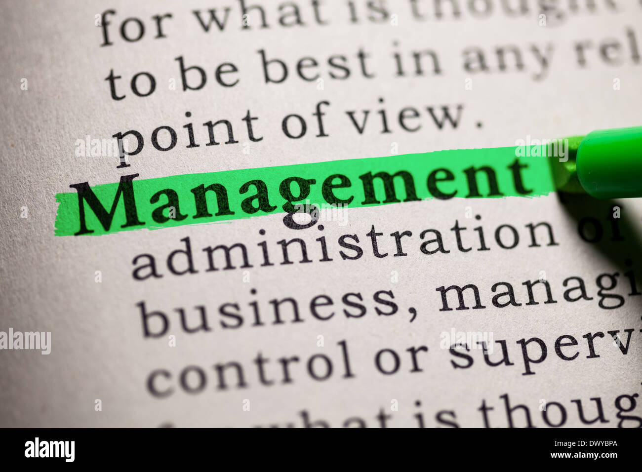 Fake Dictionary, definition of the word management Stock Photo - Alamy