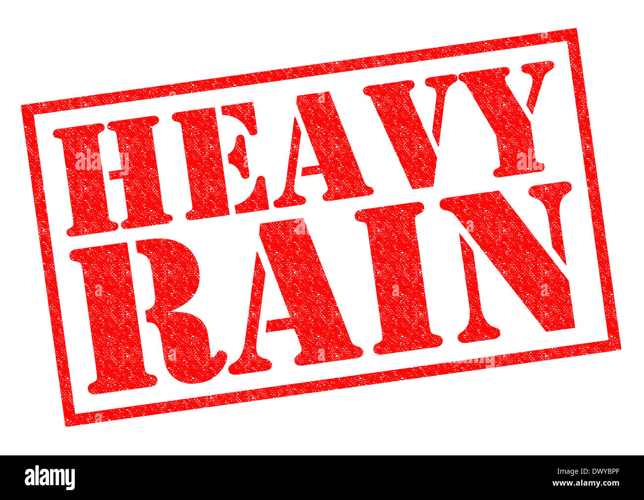 HEAVY RAIN red Rubber Stamp over a white background Stock Photo - Alamy