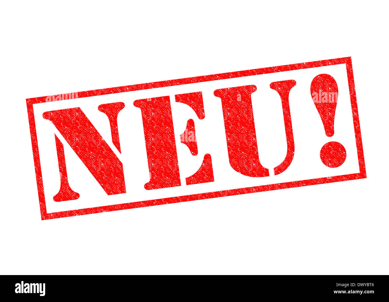 NEU! (New in the German language) red Rubber Stamp over a white ...