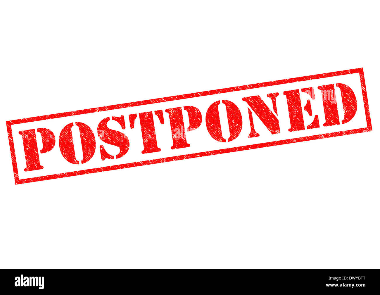 POSTPONED red Rubber Stamp over a white background Stock Photo - Alamy