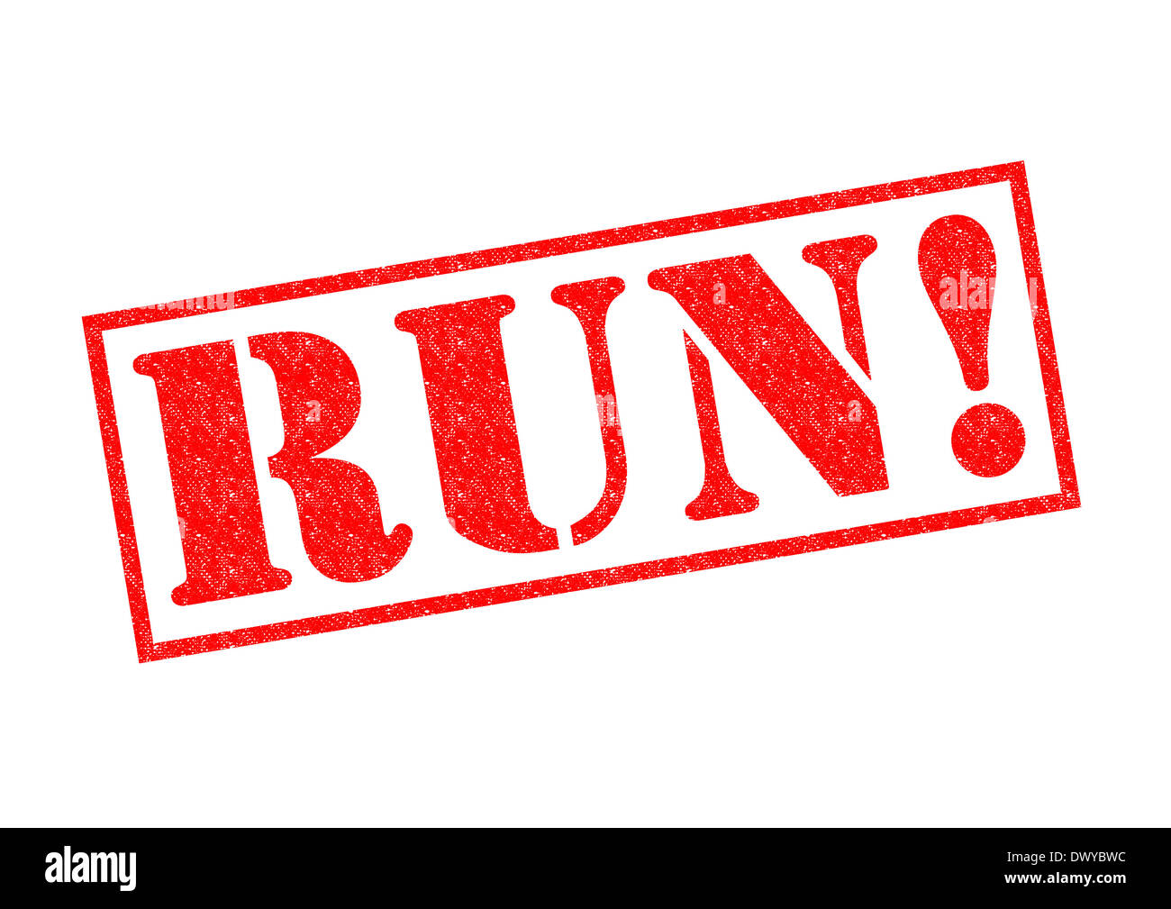 RUN! red Rubber Stamp over a white background Stock Photo - Alamy