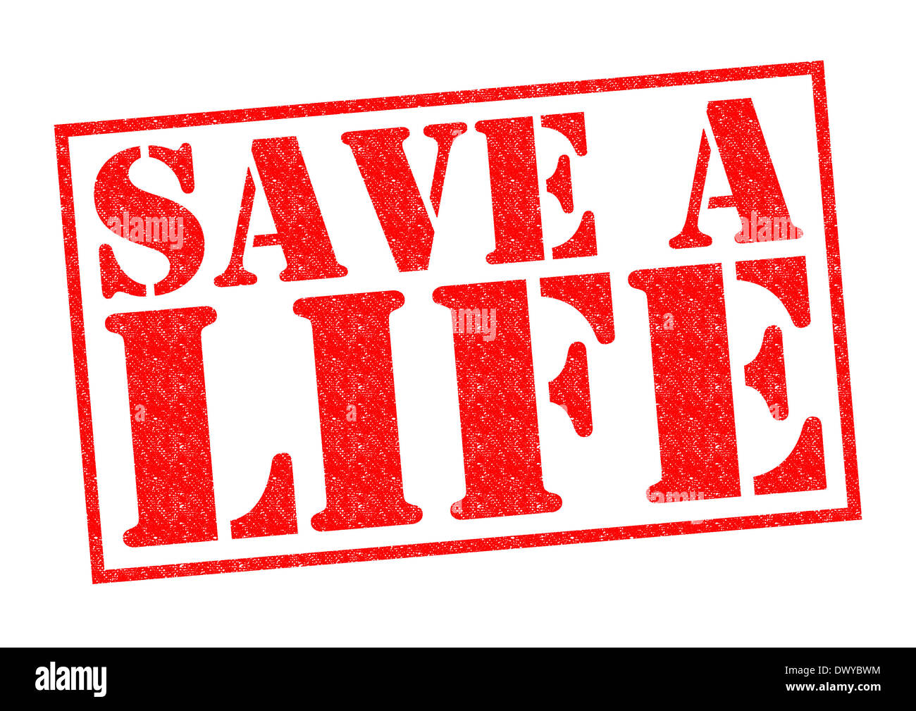 SAVE A LIFE red Rubber Stamp over a white background Stock Photo - Alamy