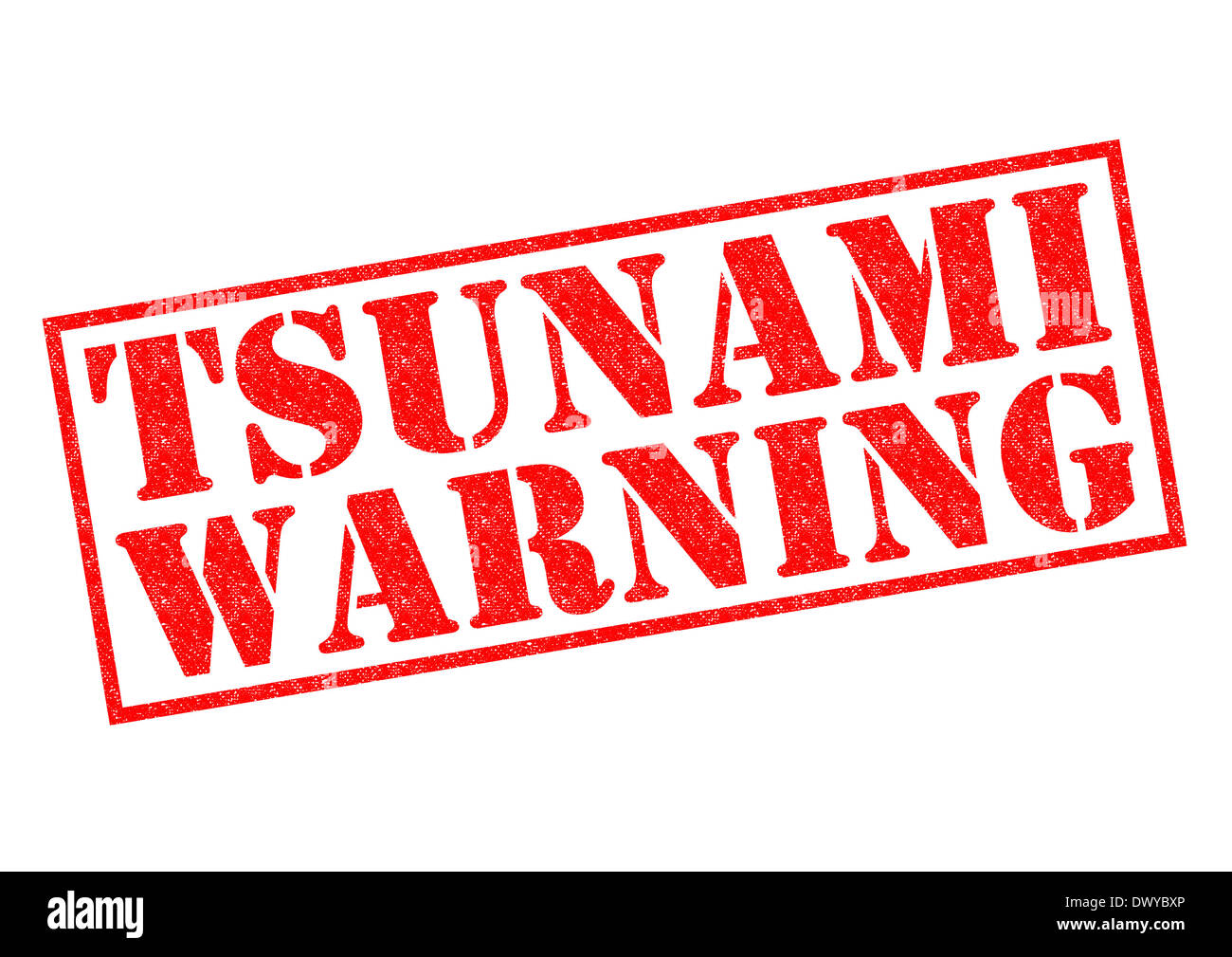 TSUNAMI WARNING red Rubber Stamp over a white background Stock Photo ...