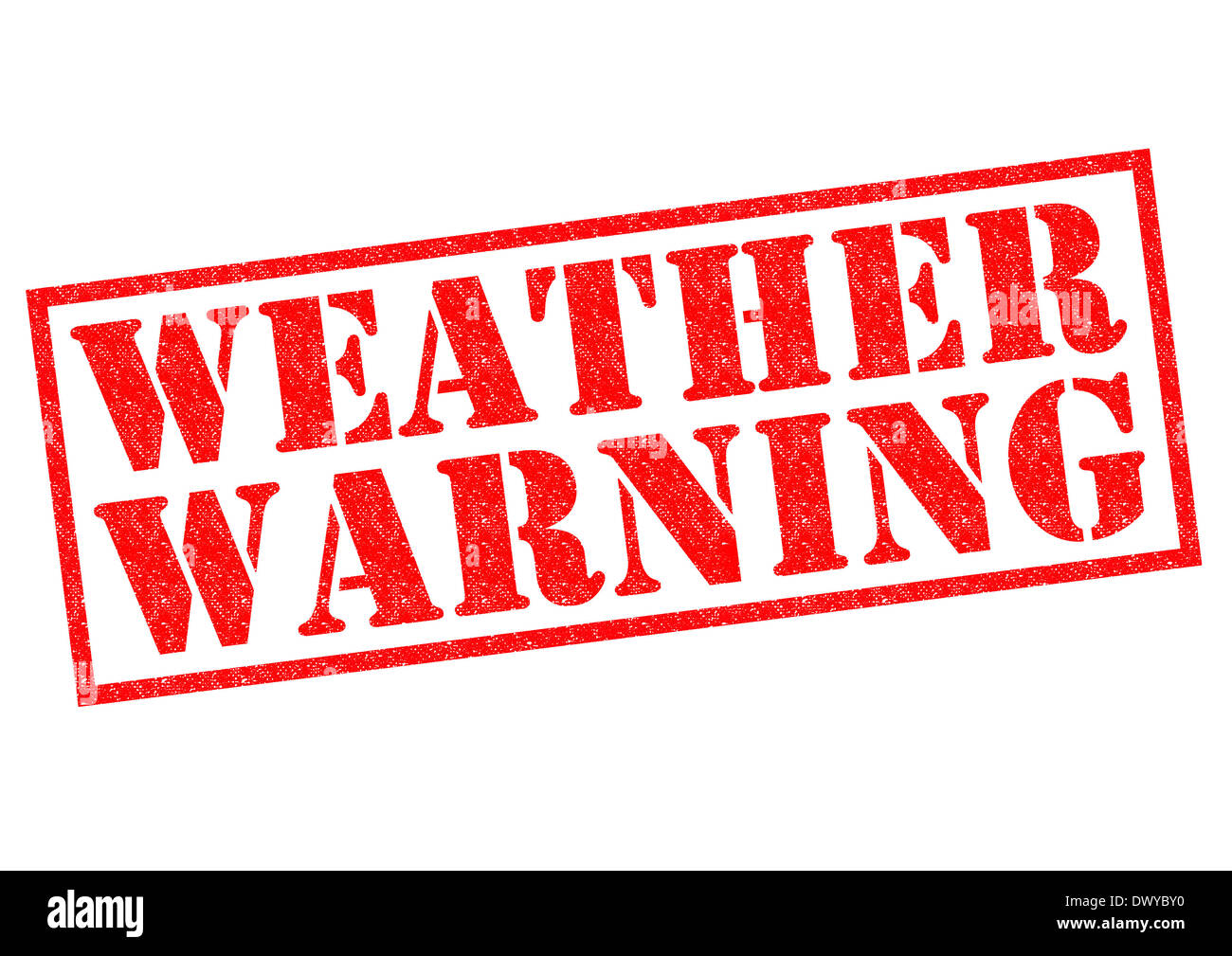 WEATHER WARNING red Rubber Stamp over a white background Stock Photo ...