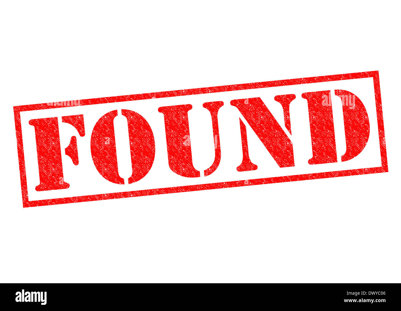 FOUND red Rubber Stamp over a white background Stock Photo - Alamy