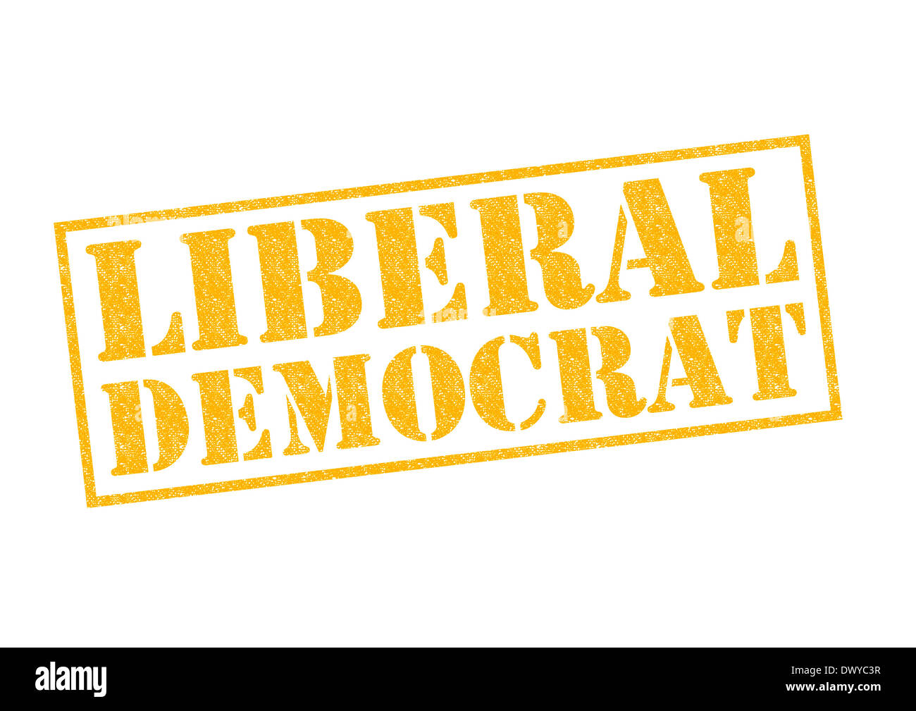LIBERAL DEMOCRAT yellow Rubber Stamp over a white background Stock ...