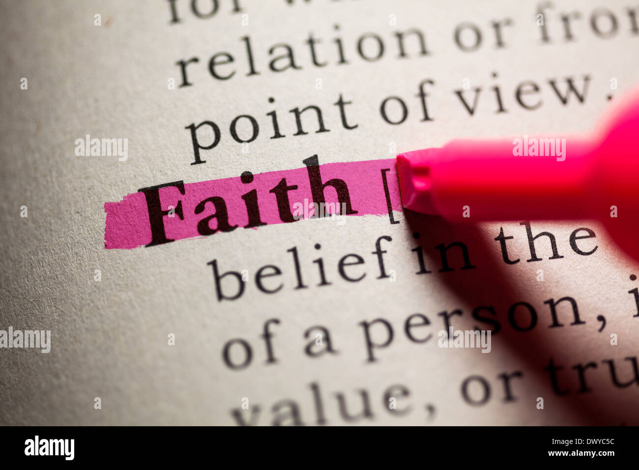 Fake Dictionary, definition of the word Faith Stock Photo - Alamy