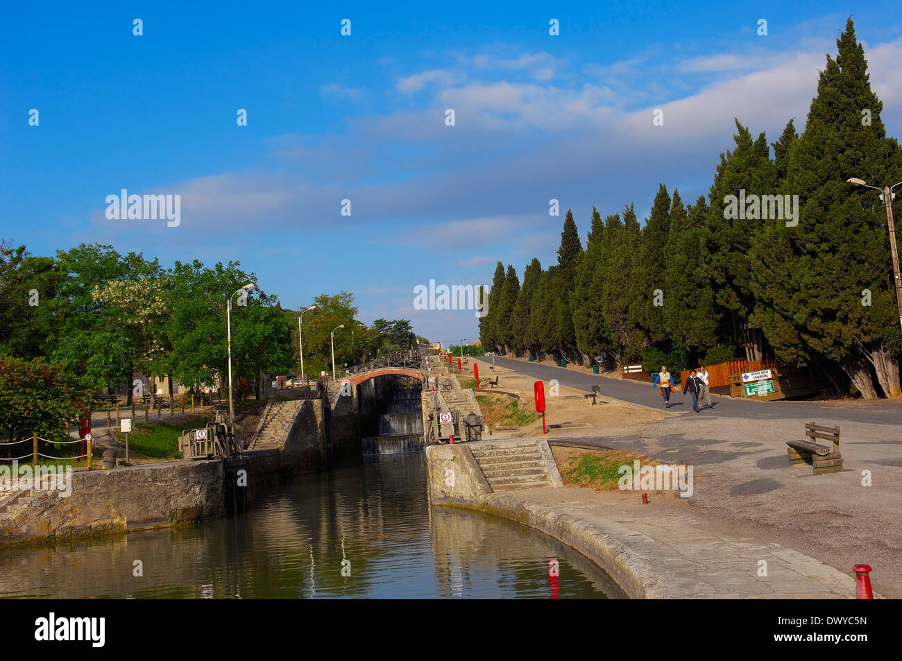 Fonserannes Lock, Canal du Midi Stock Photo - Alamy