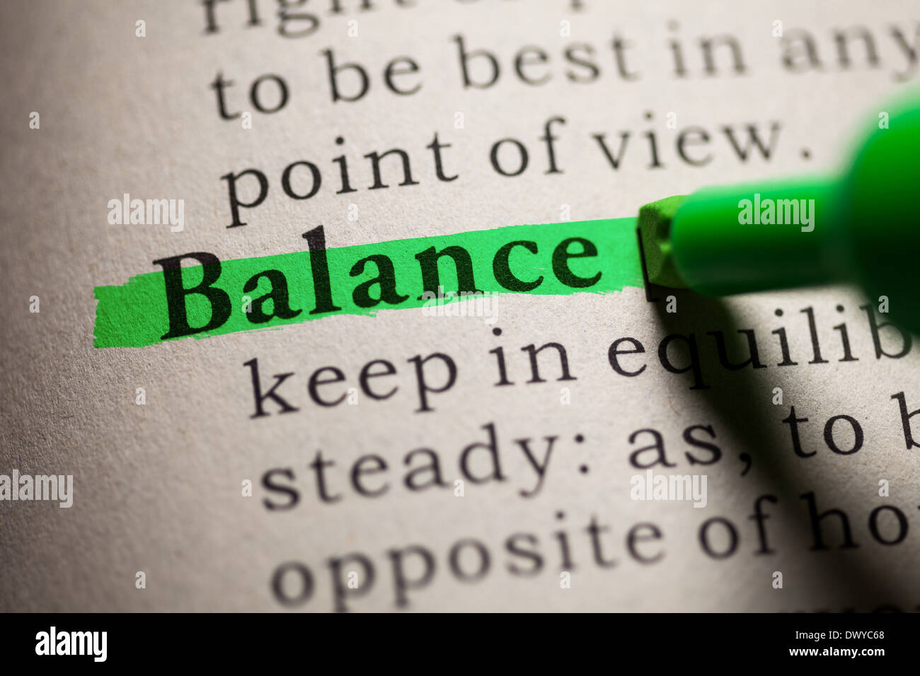 Fake Dictionary, definition of the word Balance Stock Photo - Alamy