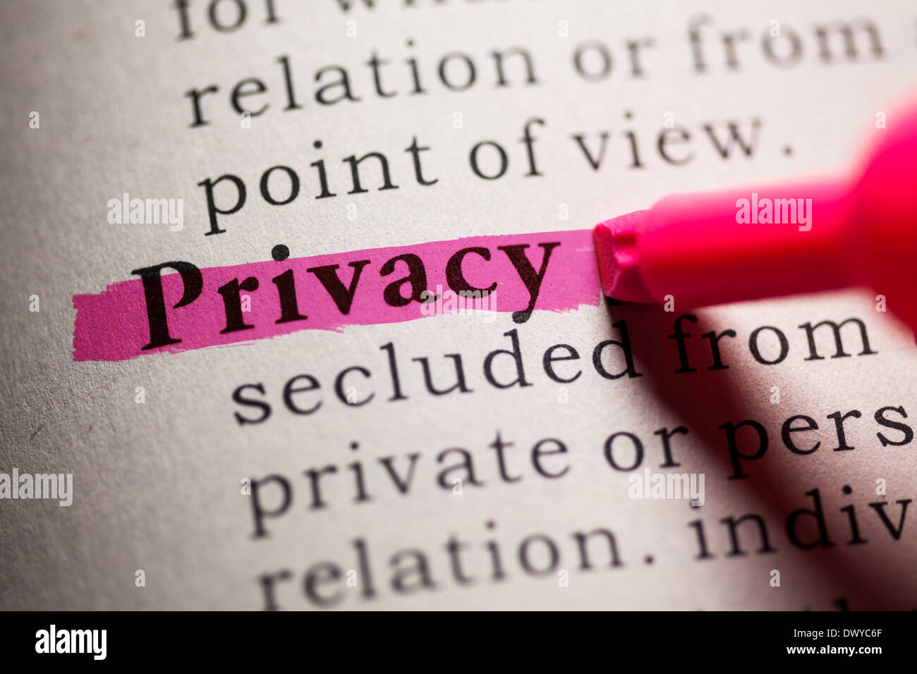 Fake Dictionary, definition of the word Privacy Stock Photo - Alamy