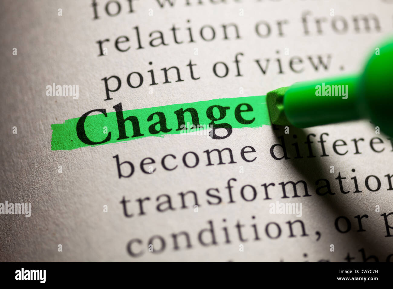Fake Dictionary, definition of the word Change Stock Photo - Alamy