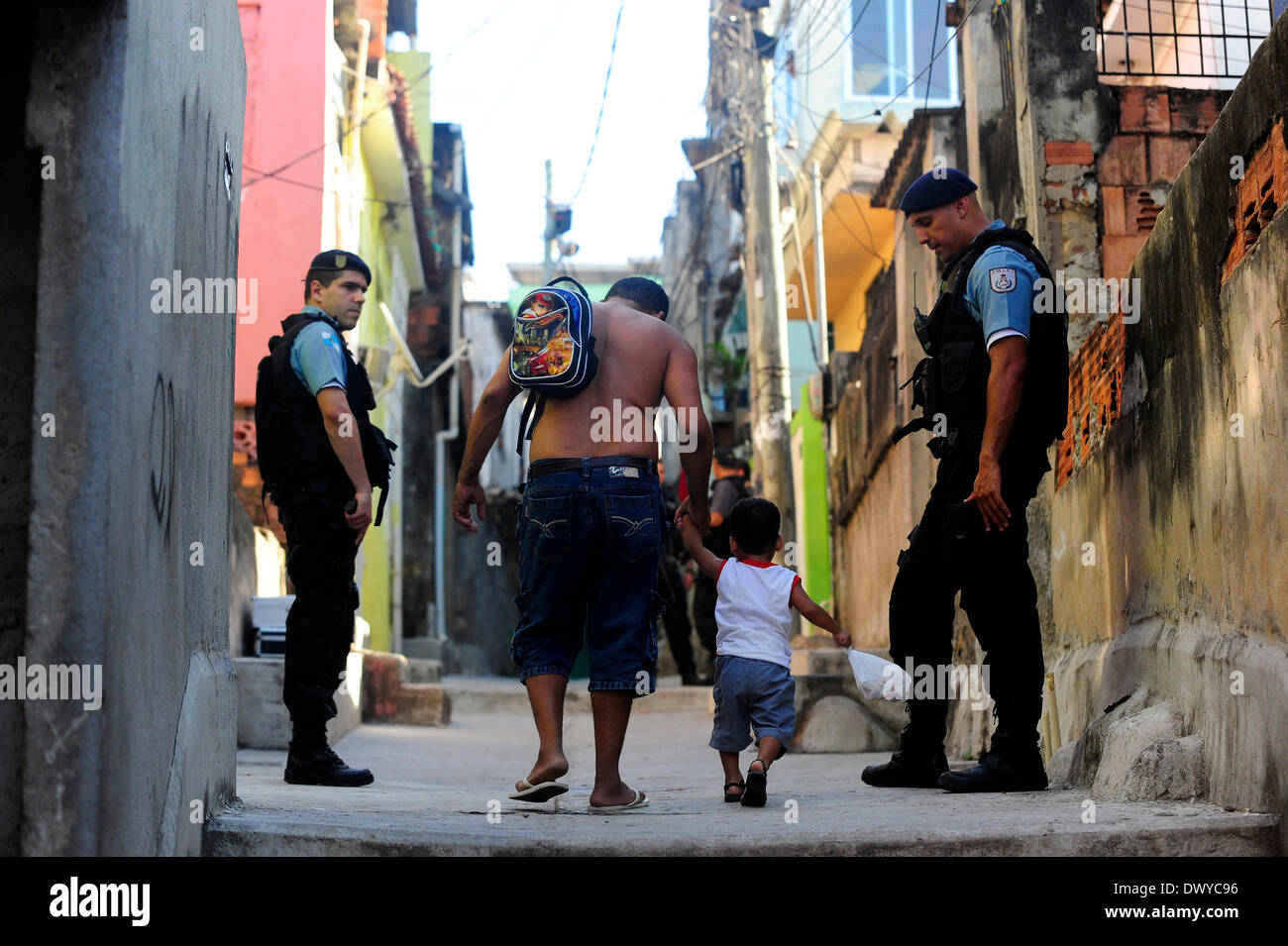 Rio de Janeiro, Brazil - March 14, 2014: Police officers, homicide and ...