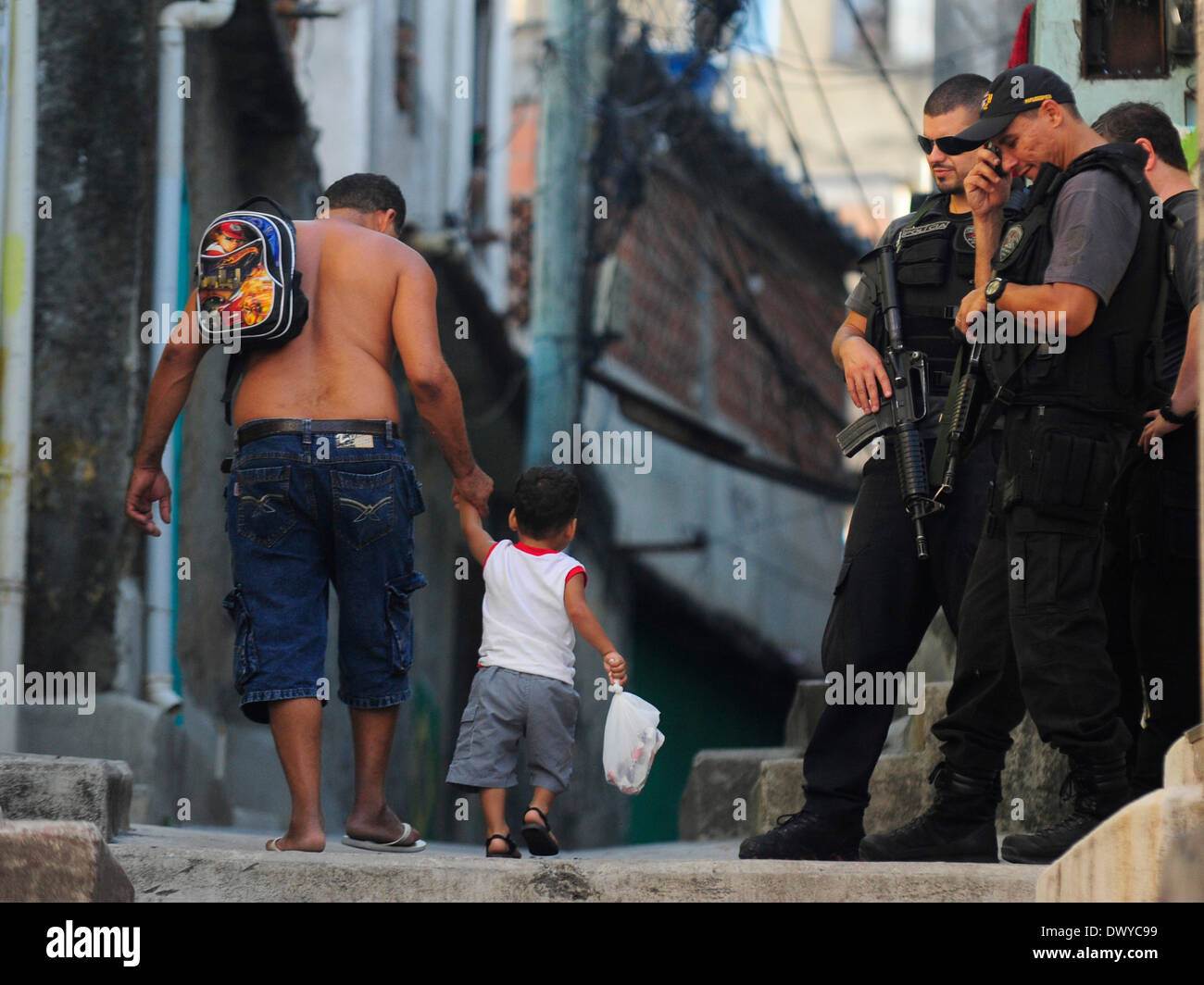 Rio de Janeiro, Brazil - March 14, 2014: Police officers, homicide and ...