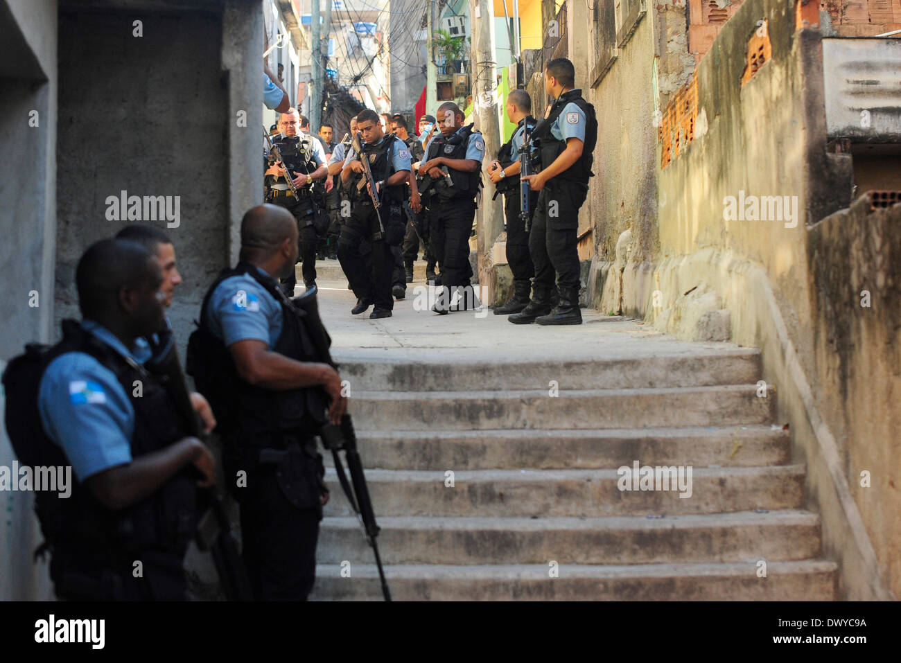 Rio de Janeiro, Brazil - March 14, 2014: Police officers, homicide and ...