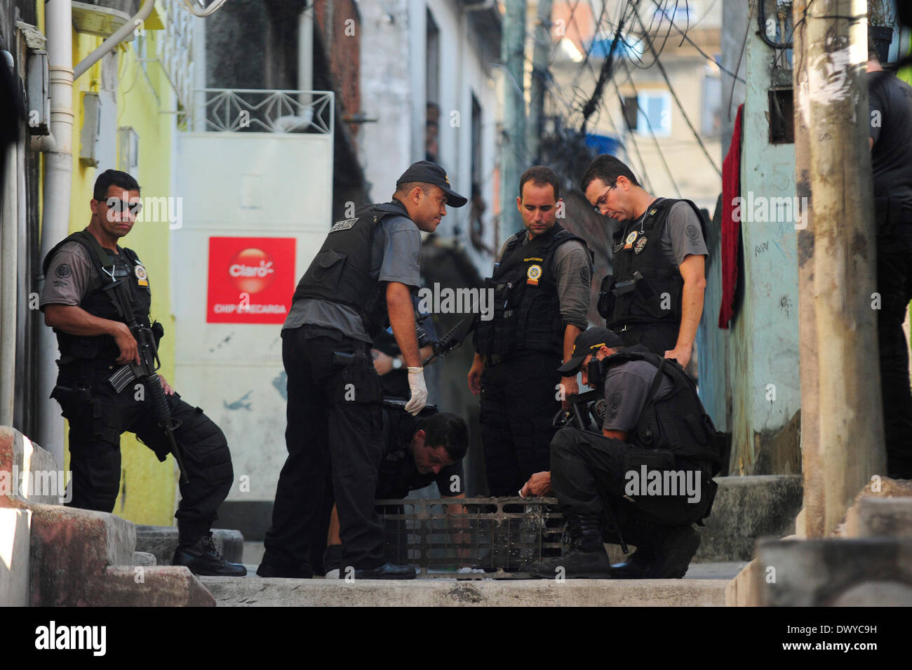 Rio de Janeiro, Brazil - March 14, 2014: Police officers, homicide and ...