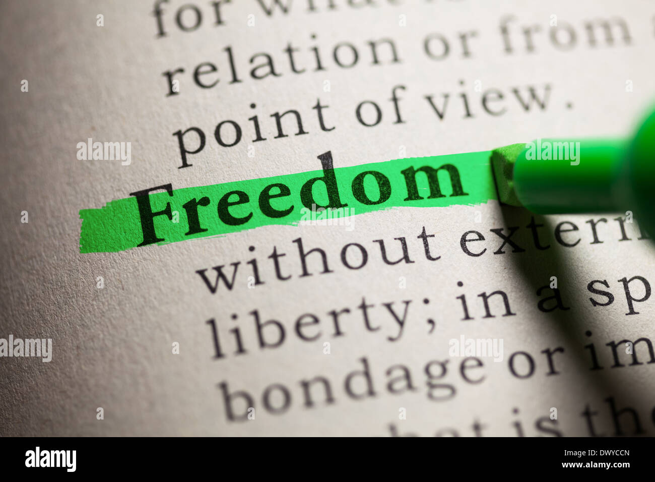 Fake Dictionary, definition of the word Freedom Stock Photo - Alamy