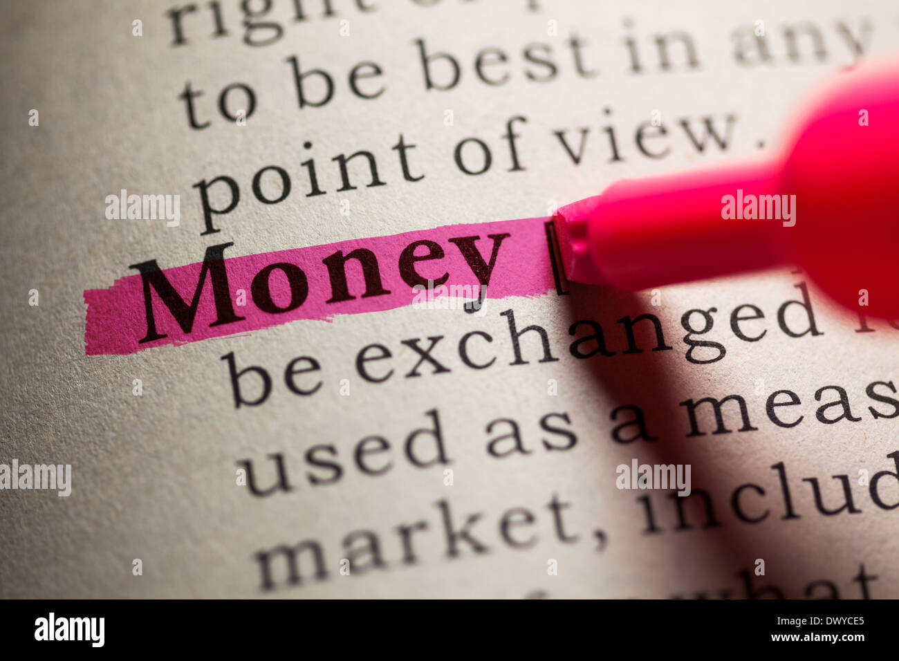 Fake Dictionary, definition of the word money Stock Photo - Alamy