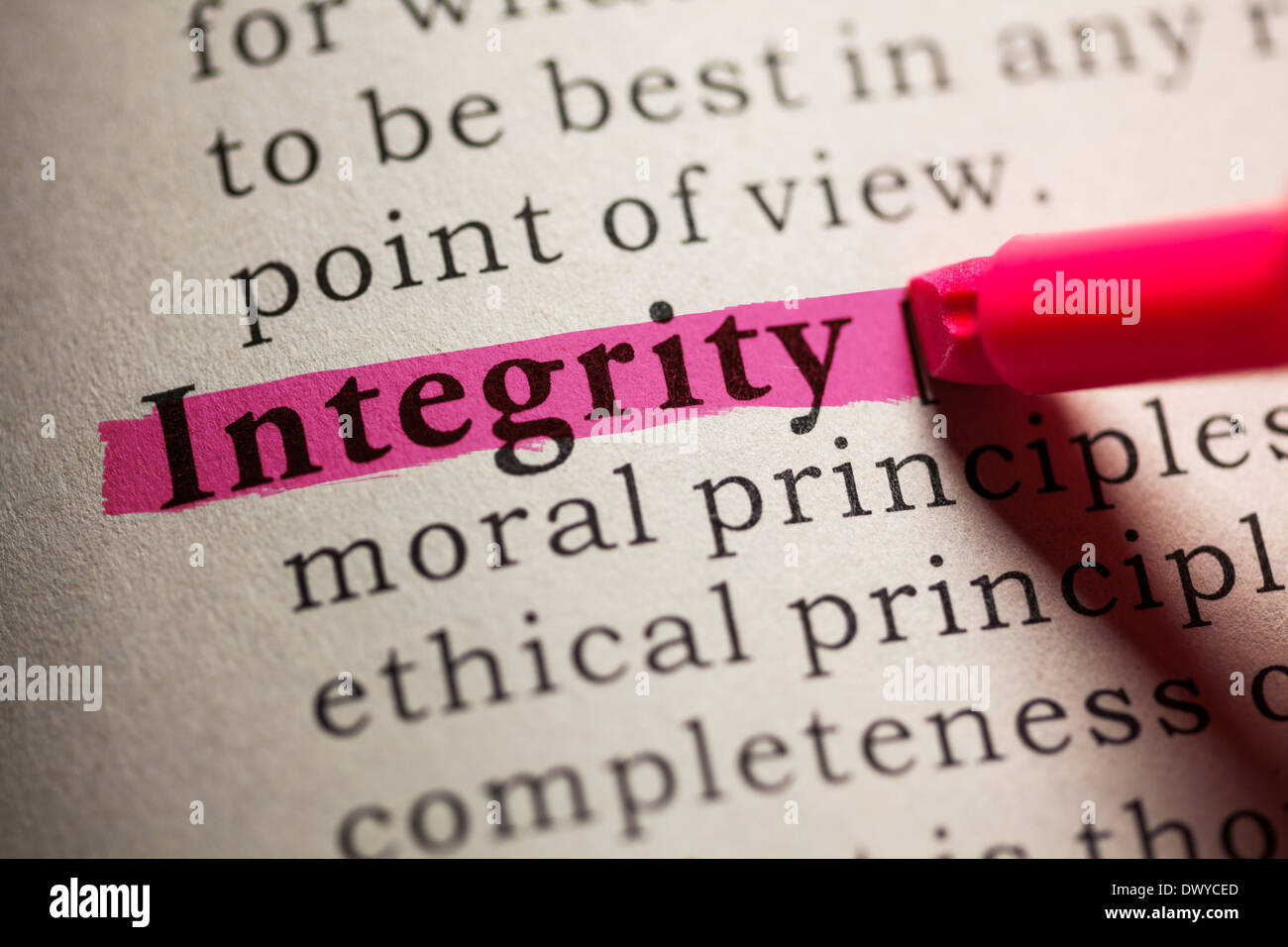 Fake Dictionary, definition of the word integrity Stock Photo - Alamy