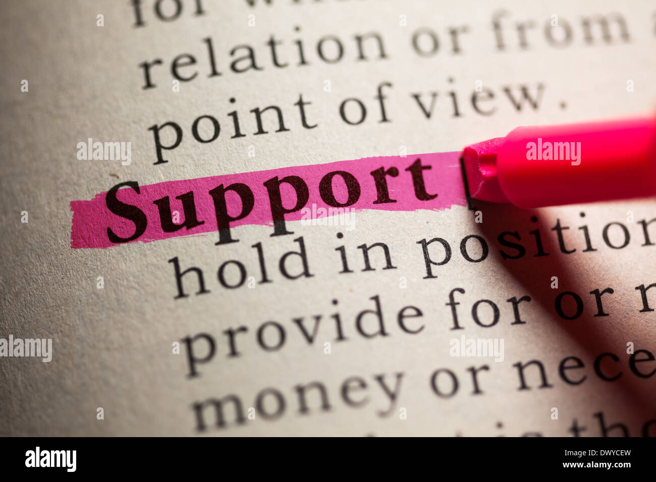 Fake Dictionary, definition of the word support Stock Photo - Alamy