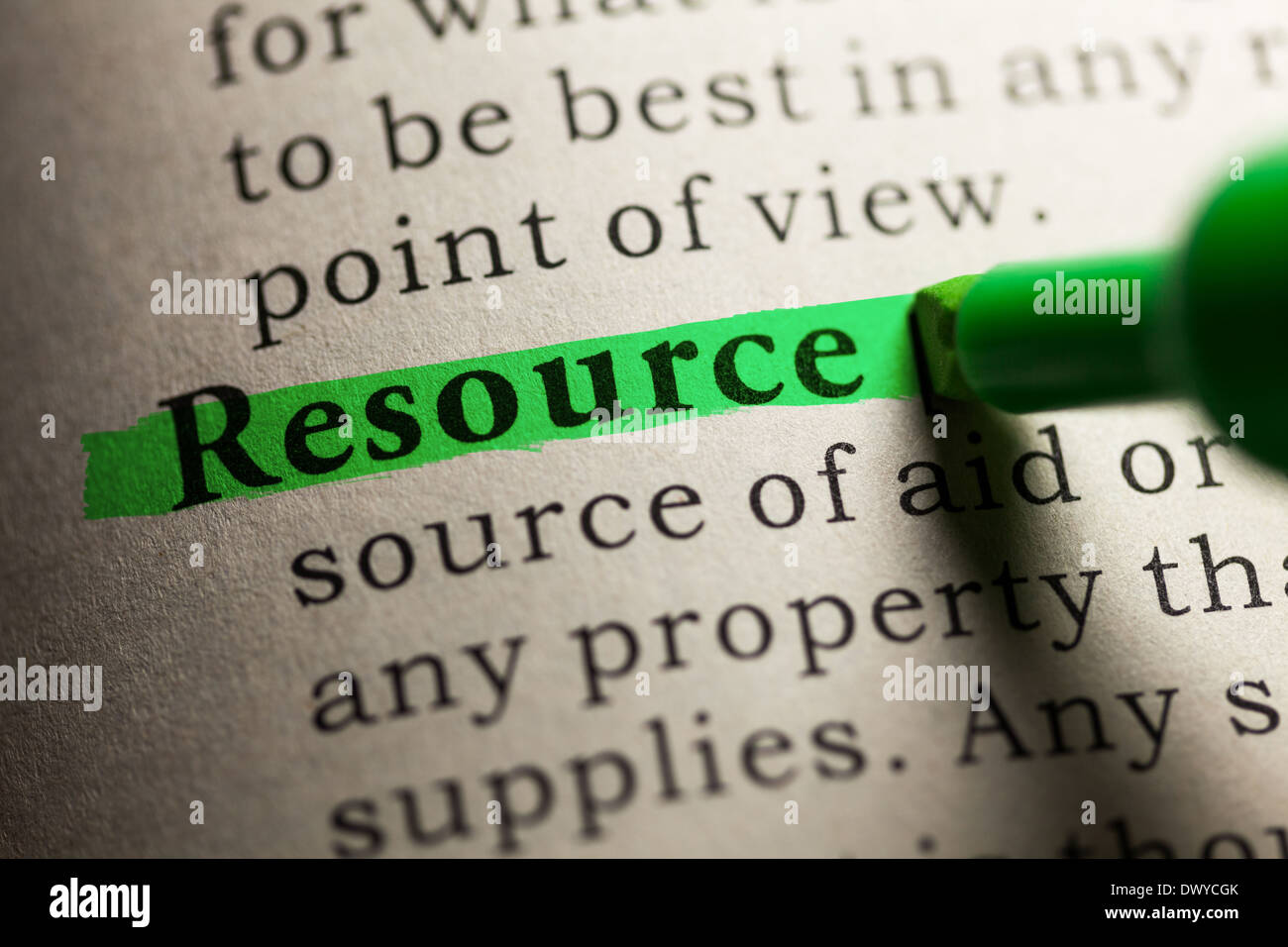 Fake Dictionary, definition of the word resource Stock Photo - Alamy