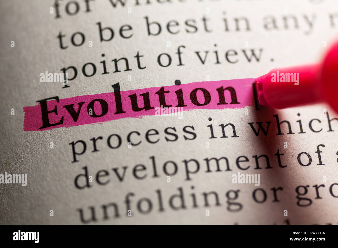 Fake Dictionary, definition of the word evolution Stock Photo - Alamy