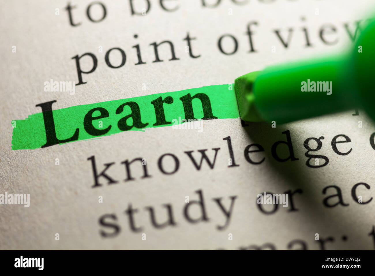 Fake Dictionary, definition of the word learn Stock Photo - Alamy