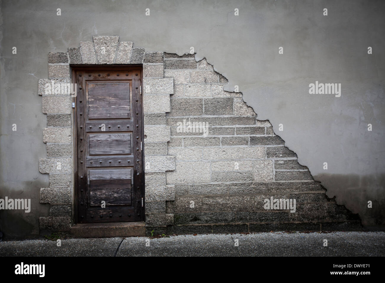 An old door, brick wall and crepi wall are pictured in St. Augustine ...