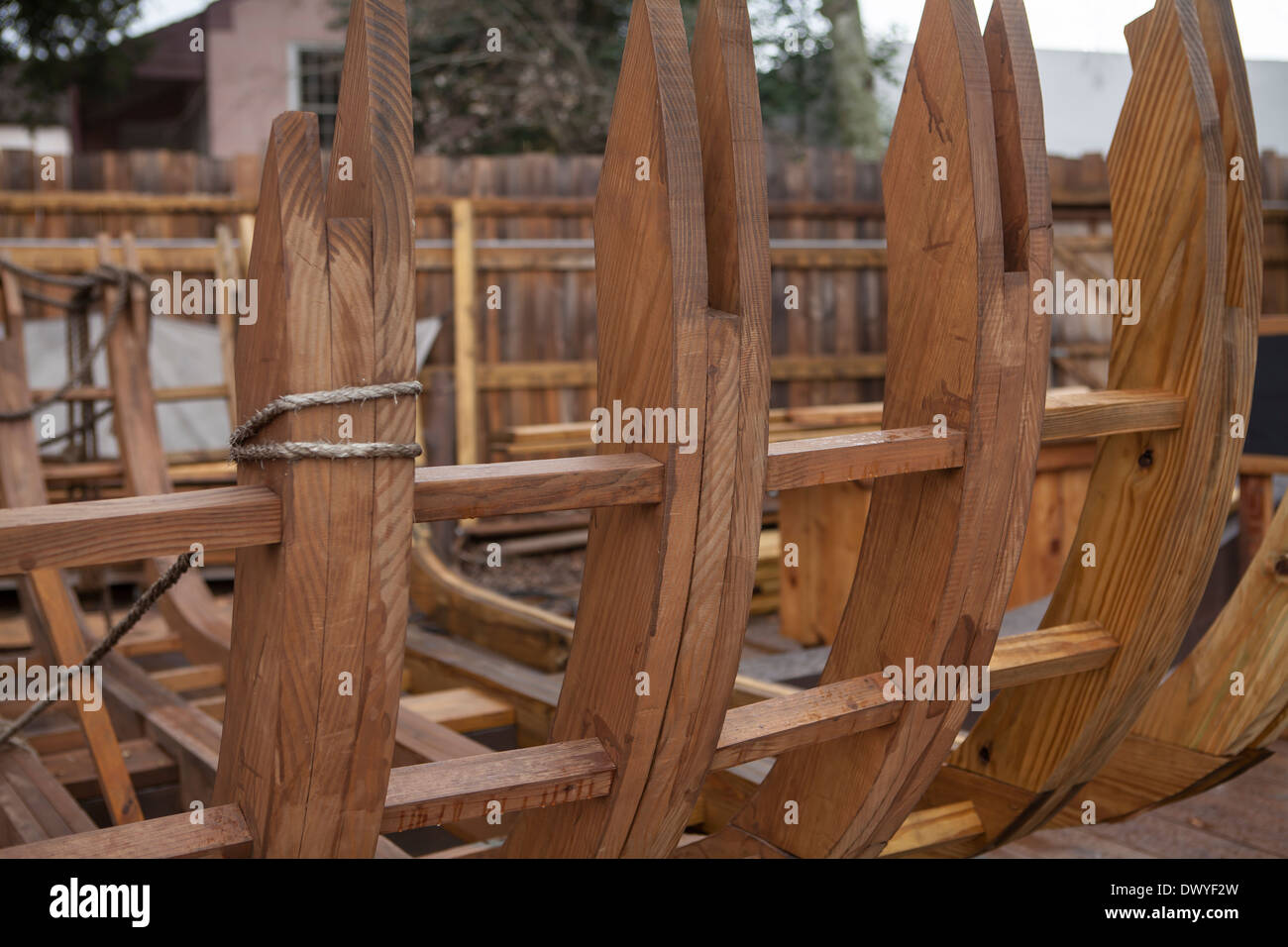 A replica of a 16th Century Ship is seen being crafter at the St ...