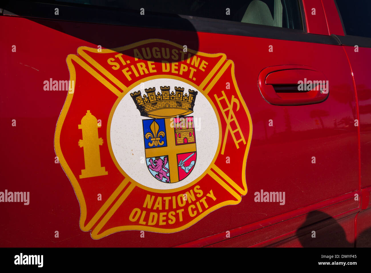 St. Augustine Fire department logo is pictured on a car in St ...