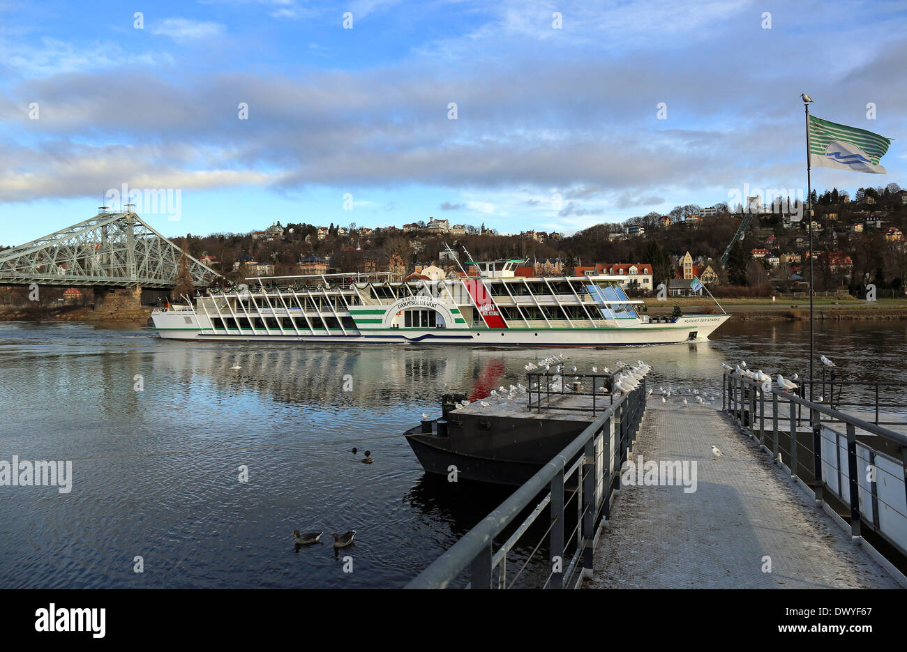 Dresden, Germany, the excursion steamer Augustus the Strong before the ...