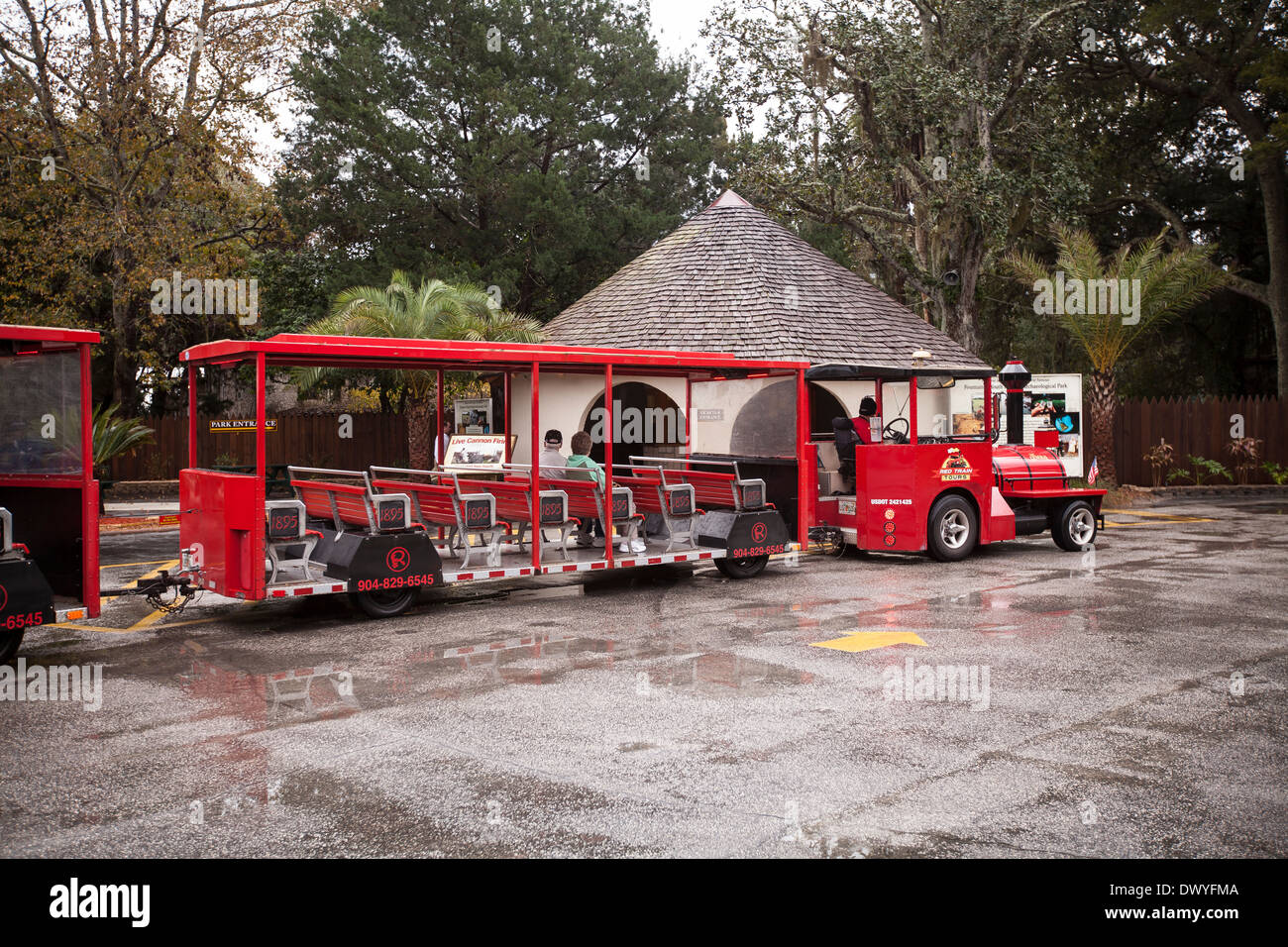 Red Train Trolley is seen at the Fountain of Youth Archaeological Park ...
