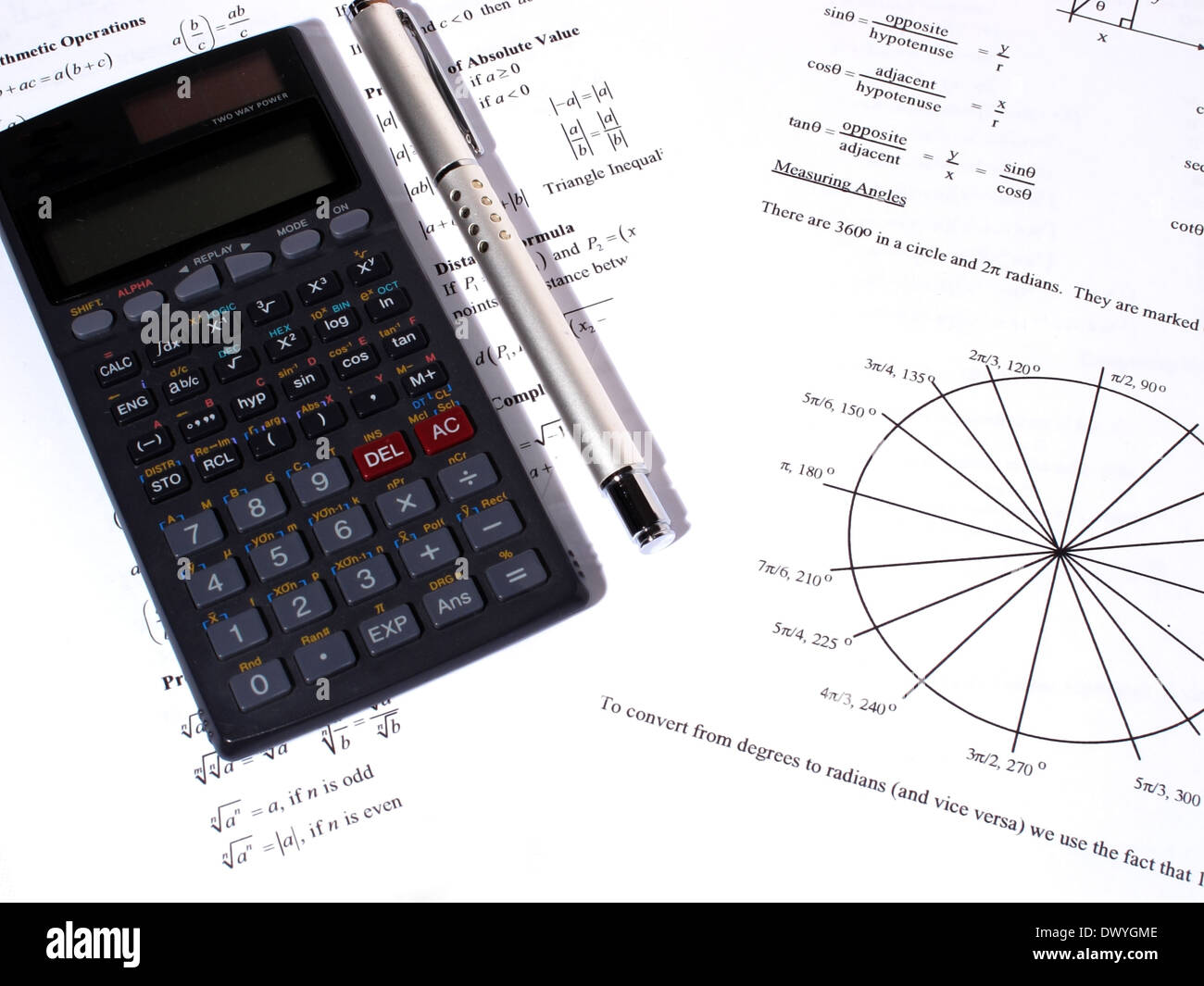 An Image showing a calculator and a pen used for calculating maths ...