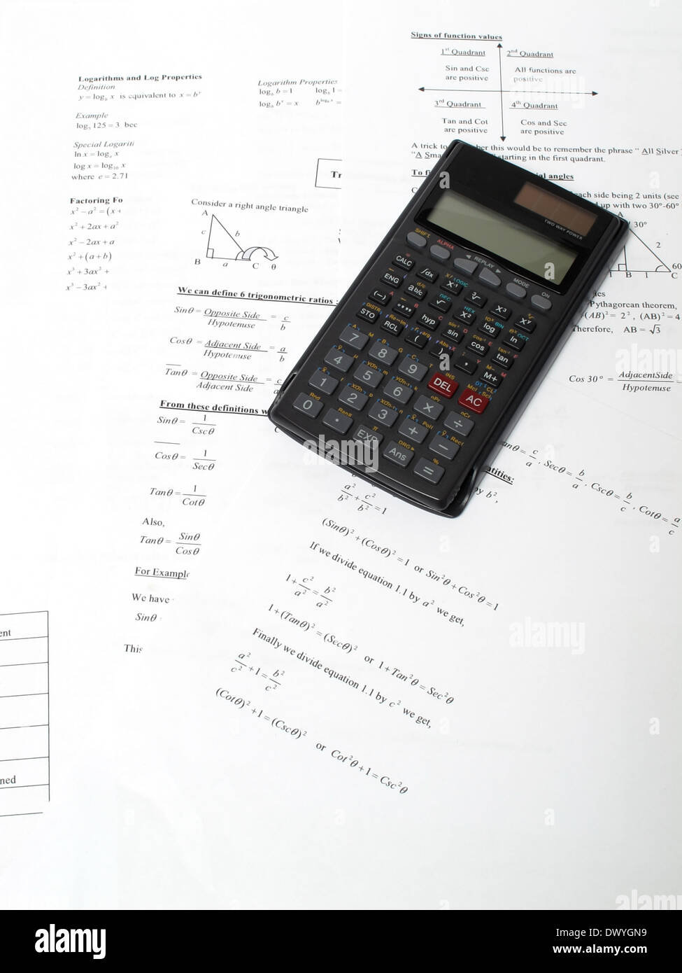 An Image showing a calculator for helping with mathematics Stock Photo ...